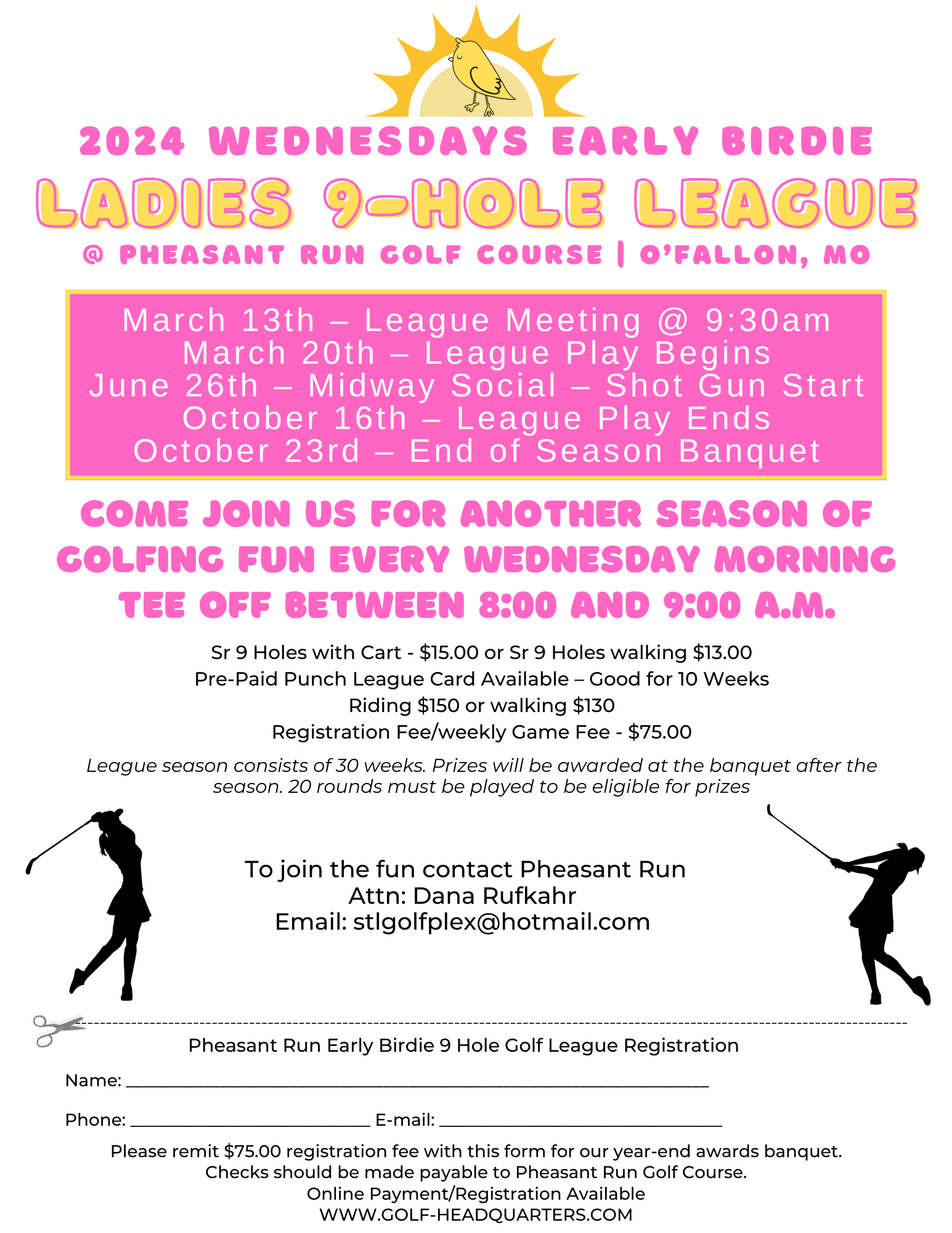 Wednesday Early Birdie Ladies 9-Hole League Registration - Pheasant Run ...